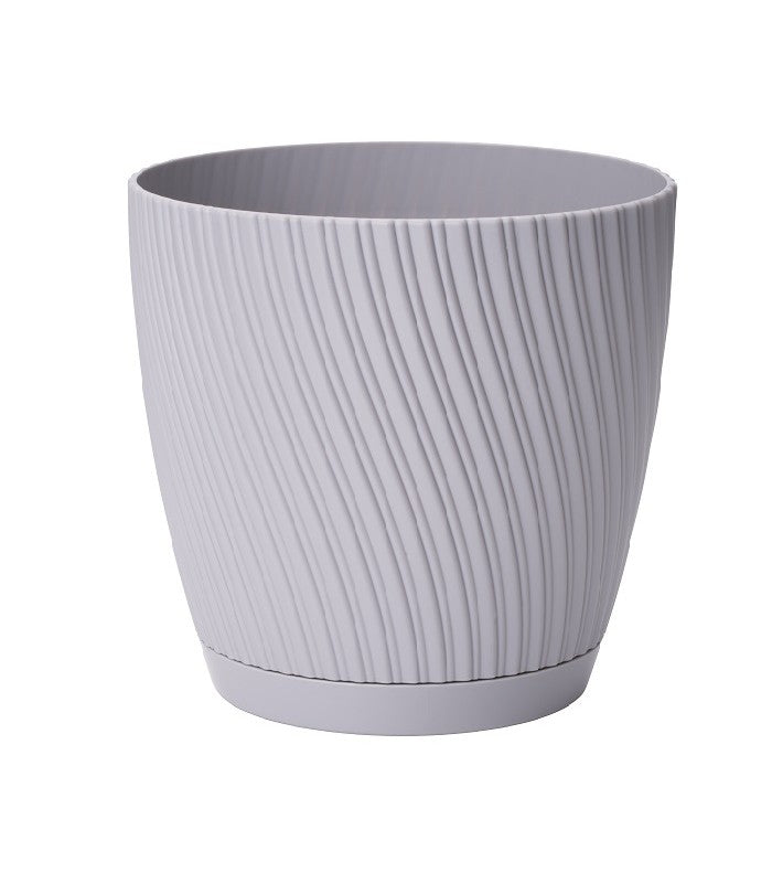 Mika Pot with Saucer 170mm Platinum – Garden Warehouse Direct